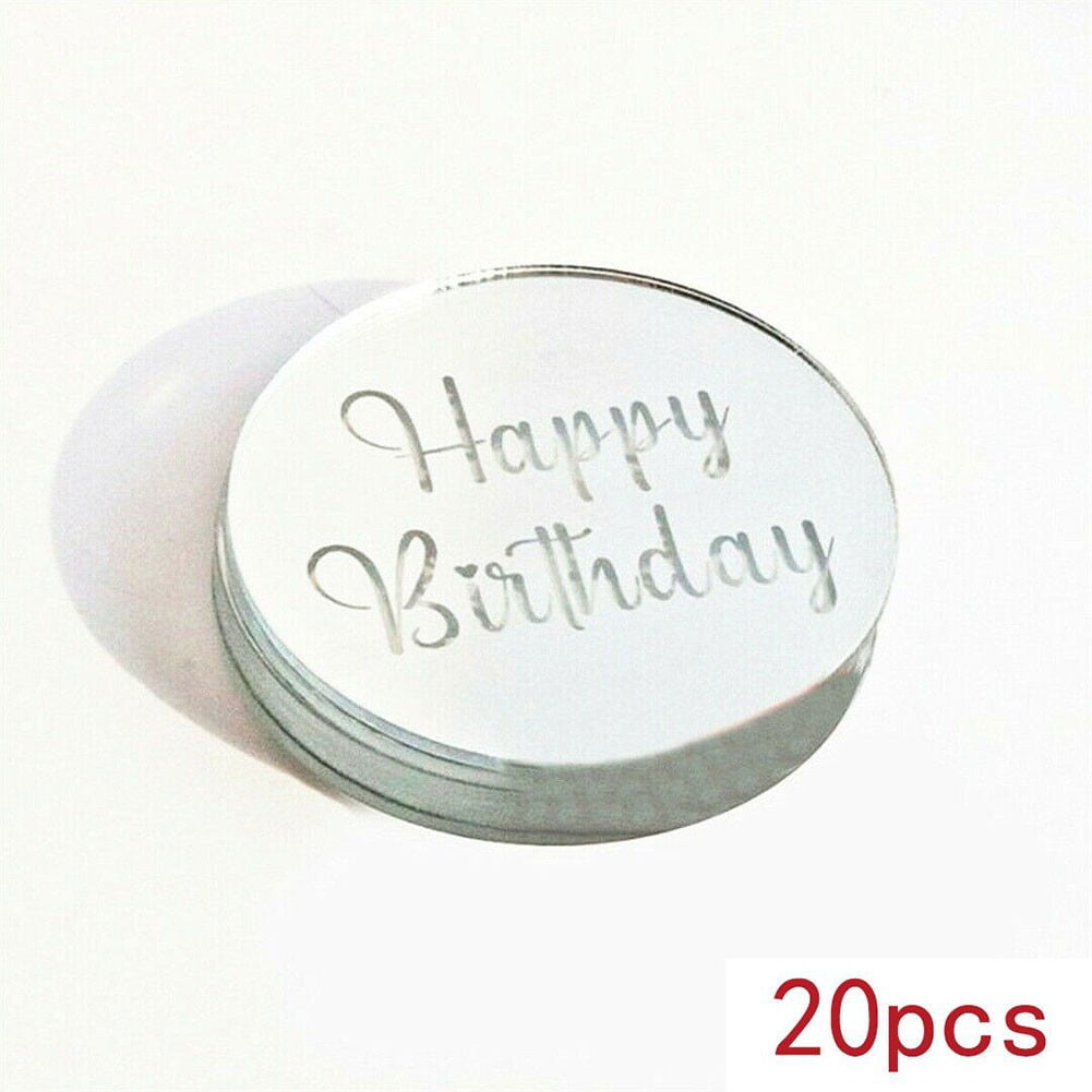 SENSHENGXIN 20Pcs Happy Birthday Cake Topper Acrylic Cupcake Disc Topp ...