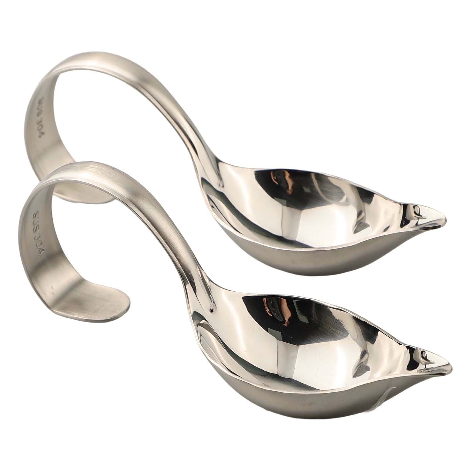 SENSHENGXIN 2Pcs Curved Handle Stainless Steel Sauce Spoon: for Precision Pouring for Sauces ...
