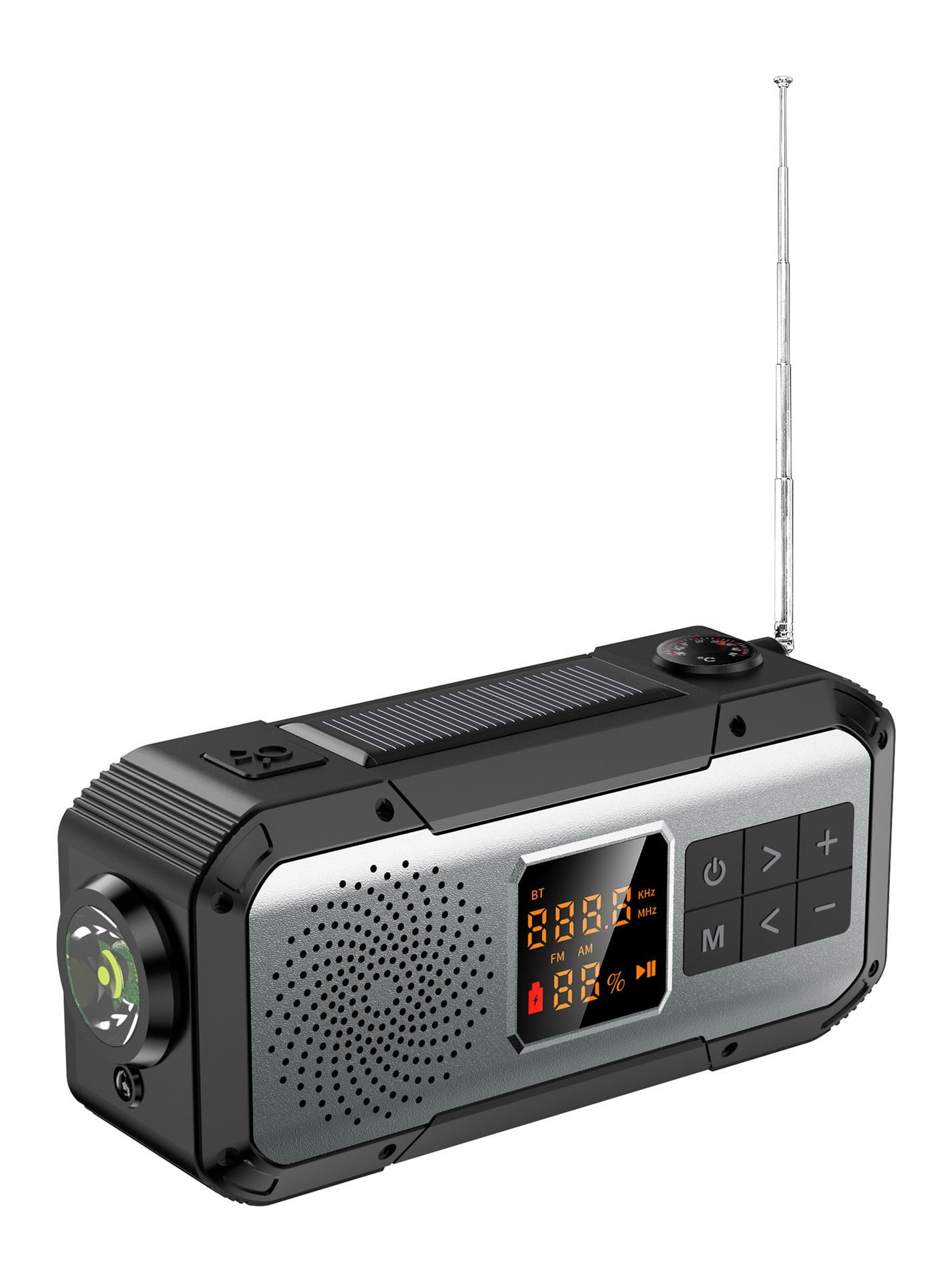 SENSHENGXIN Solar Powered Weather Radio with Dual Speaker and Mobile ...