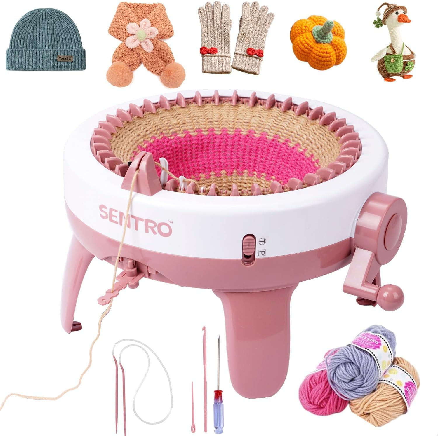 SENTRO Knitting Machine, 40 Needles Smart Weaving Round Loom, Knitting ...