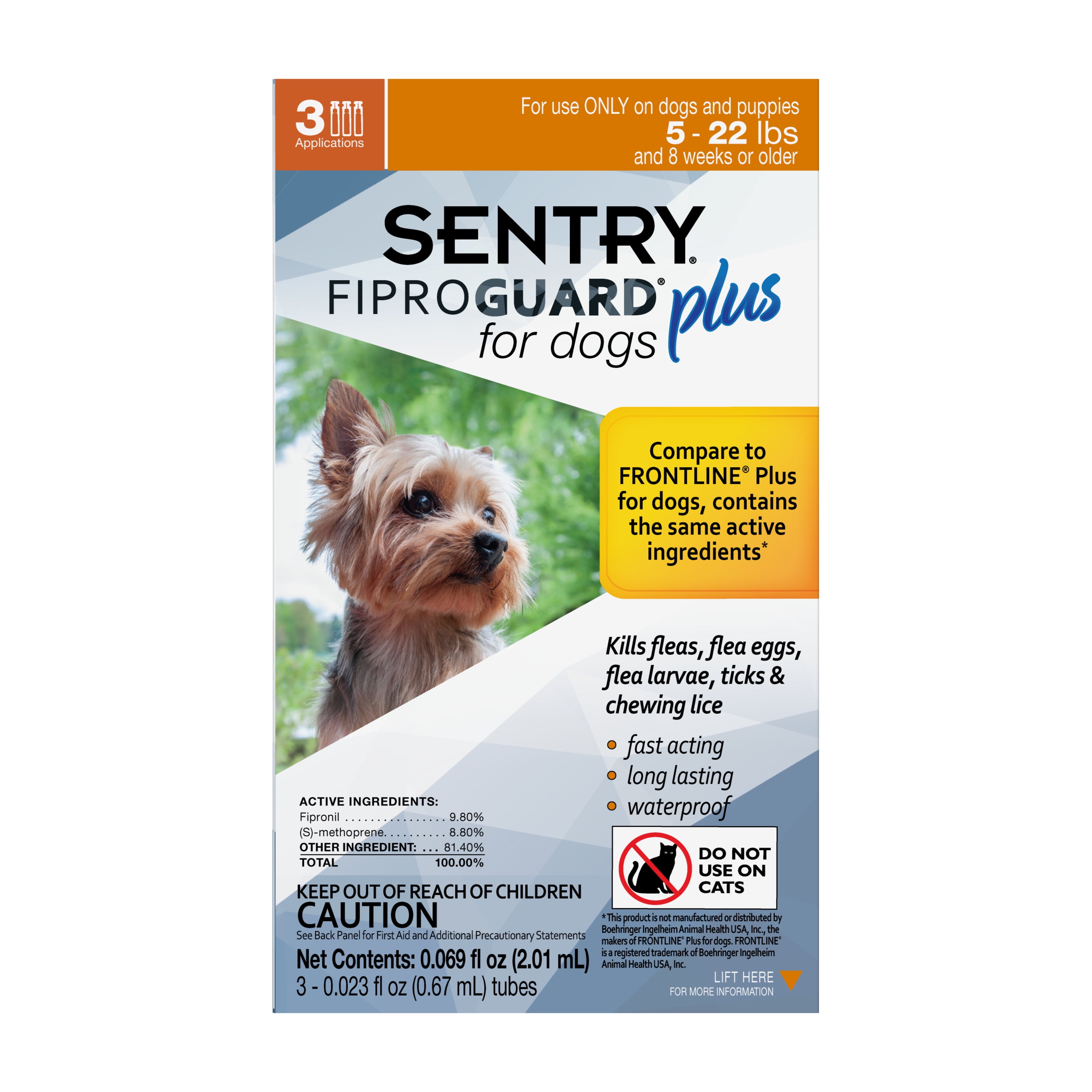 Sentry Fiproguard Plus Small Dog Flea, Tick Treatment Drops, 3 Count, 3 ...