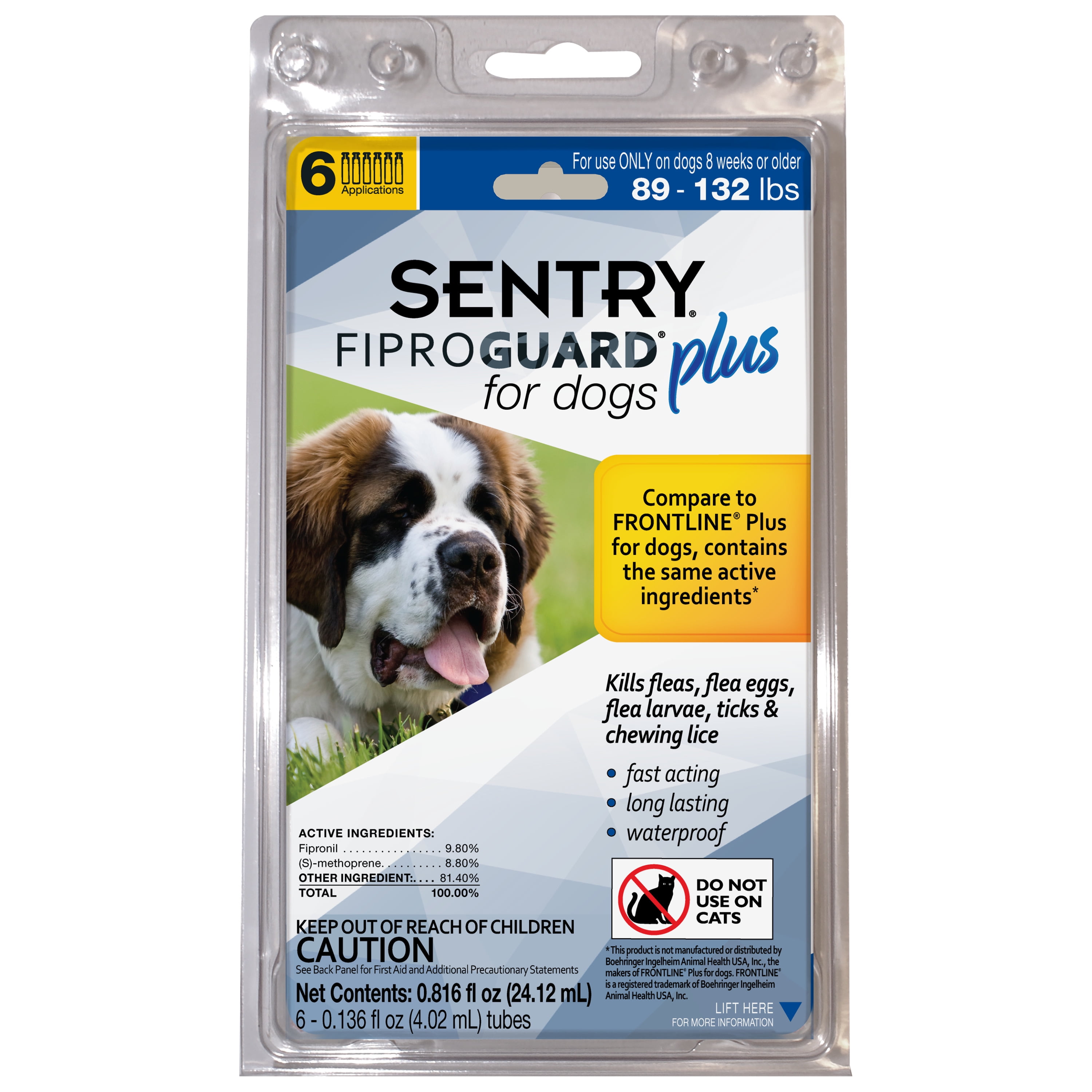 Sentry Fiproguard Plus Large XLarge Dogs Flea & Tick Treatment, 89 ...