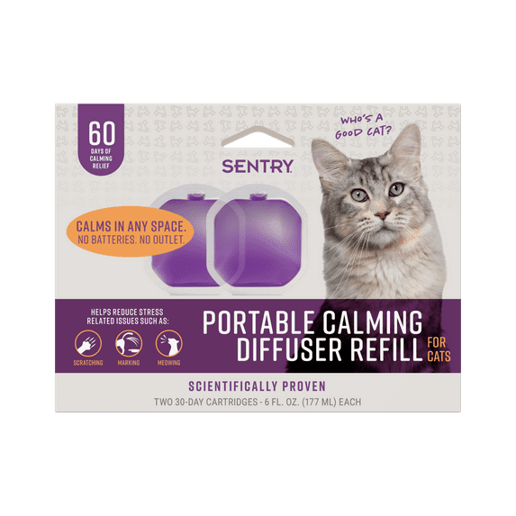 SENTRY Portable Calming Pheromone Diffuser Refill Pods for Cats, Helps ...