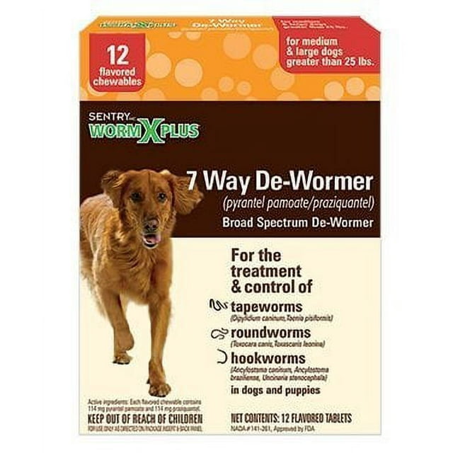 SENTRY Broad Spectrum Worm X Plus 7 Way DeWormer for Large Dogs ...