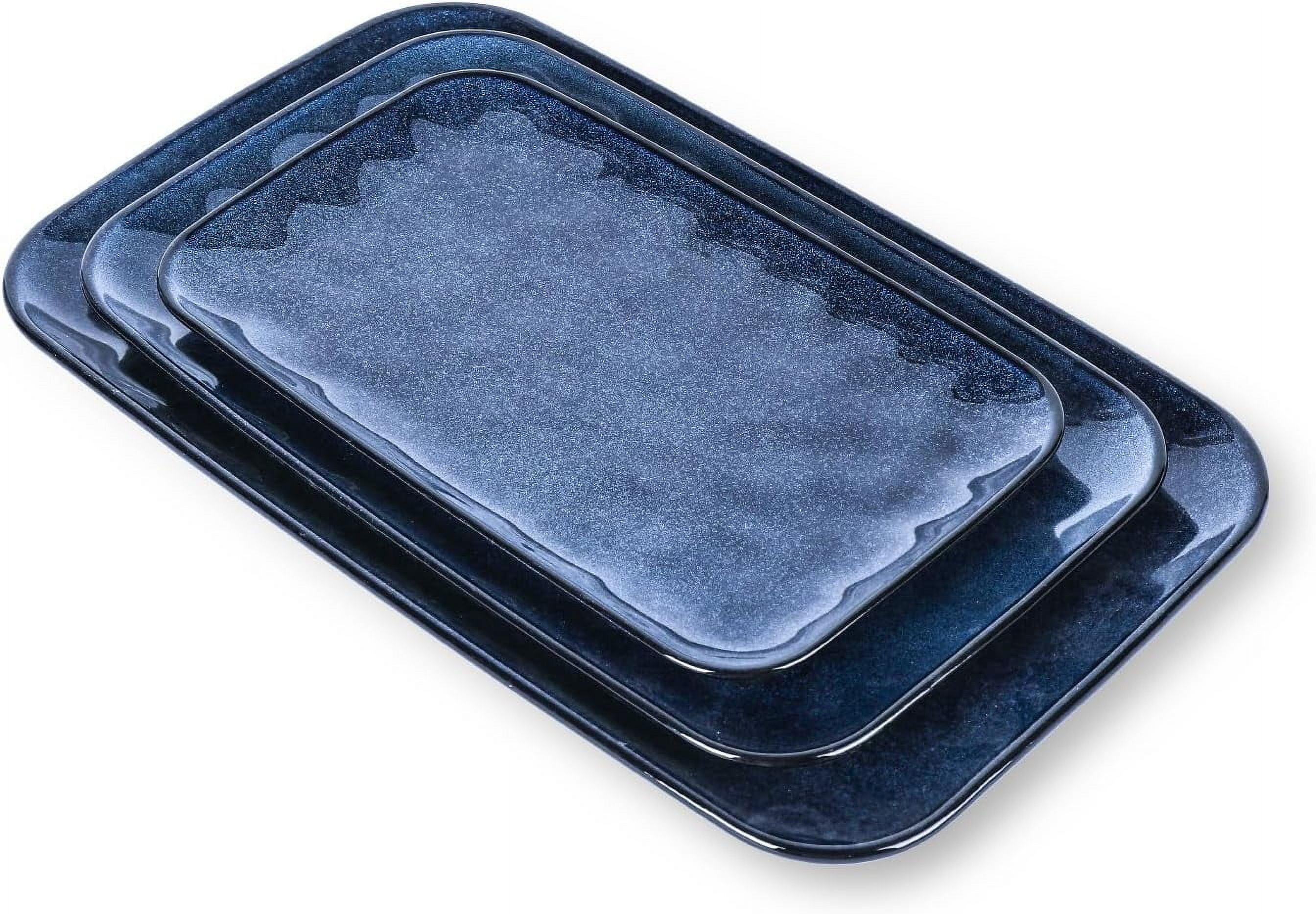 SENYI Ceramic Rectangle Serving Platters - 14" 12" 10" Porcelain ...