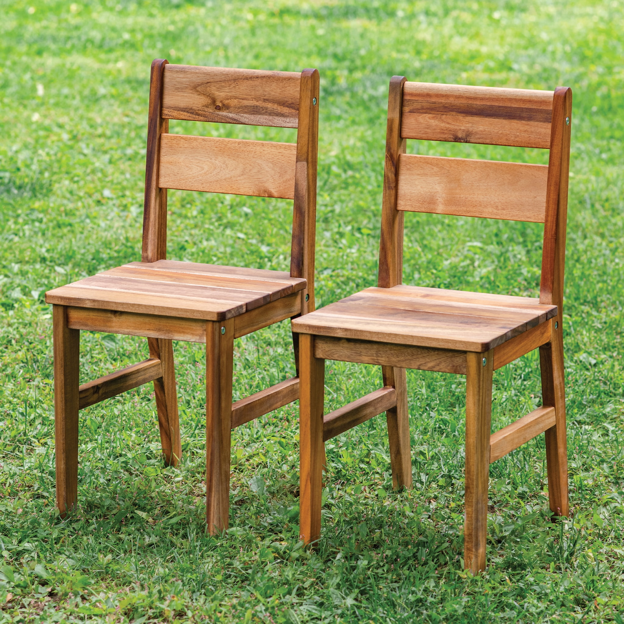 Guidecraft Acadia Kids Outdoor Chairs Set of 2: Wooden Chair for Kids w ...