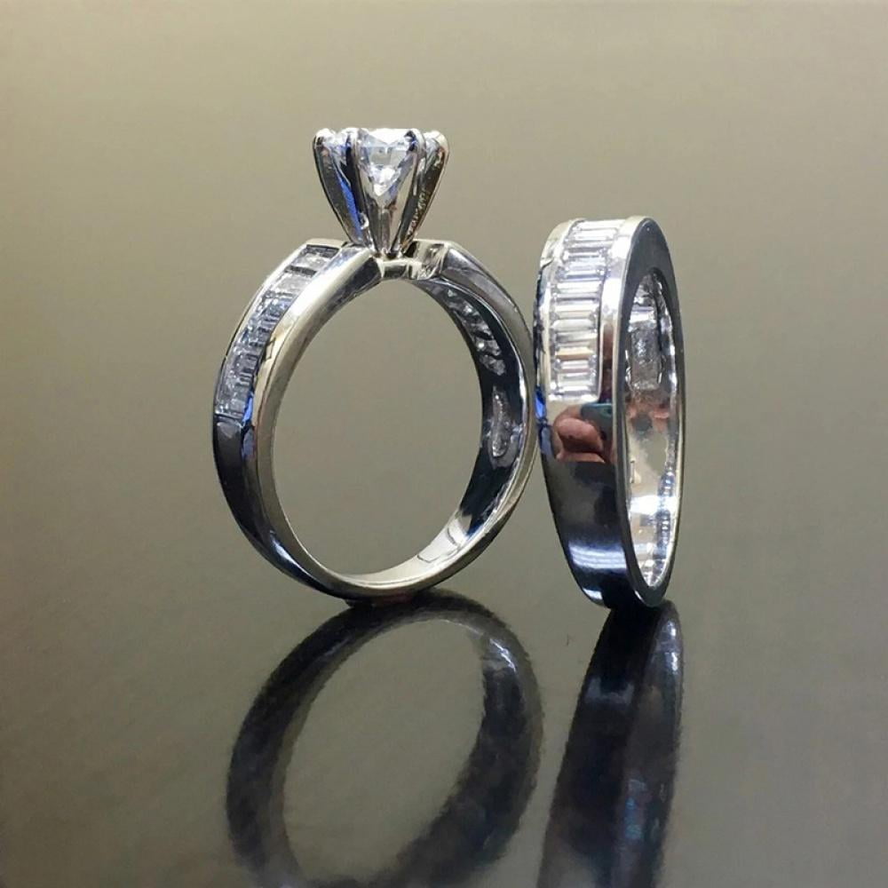 SEPARQI 2pcs His and Hers Wedding Ring Sets Couples Engagement Rings Women and Men 925 Sterling ...
