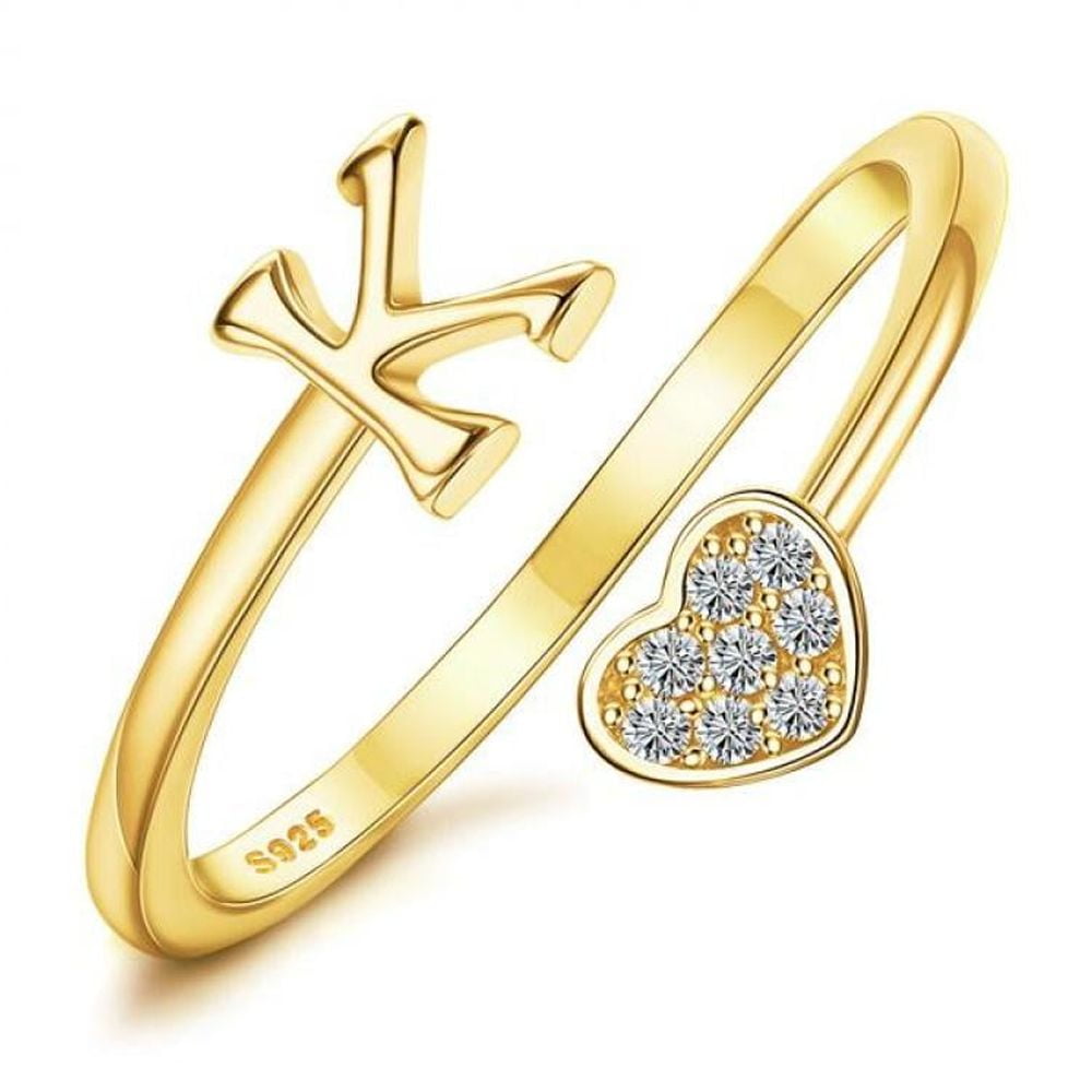 SEPARQI 925 Sterling Silver Heart Initial Rings For Women S Stackable Ring Adjustable Initial ...