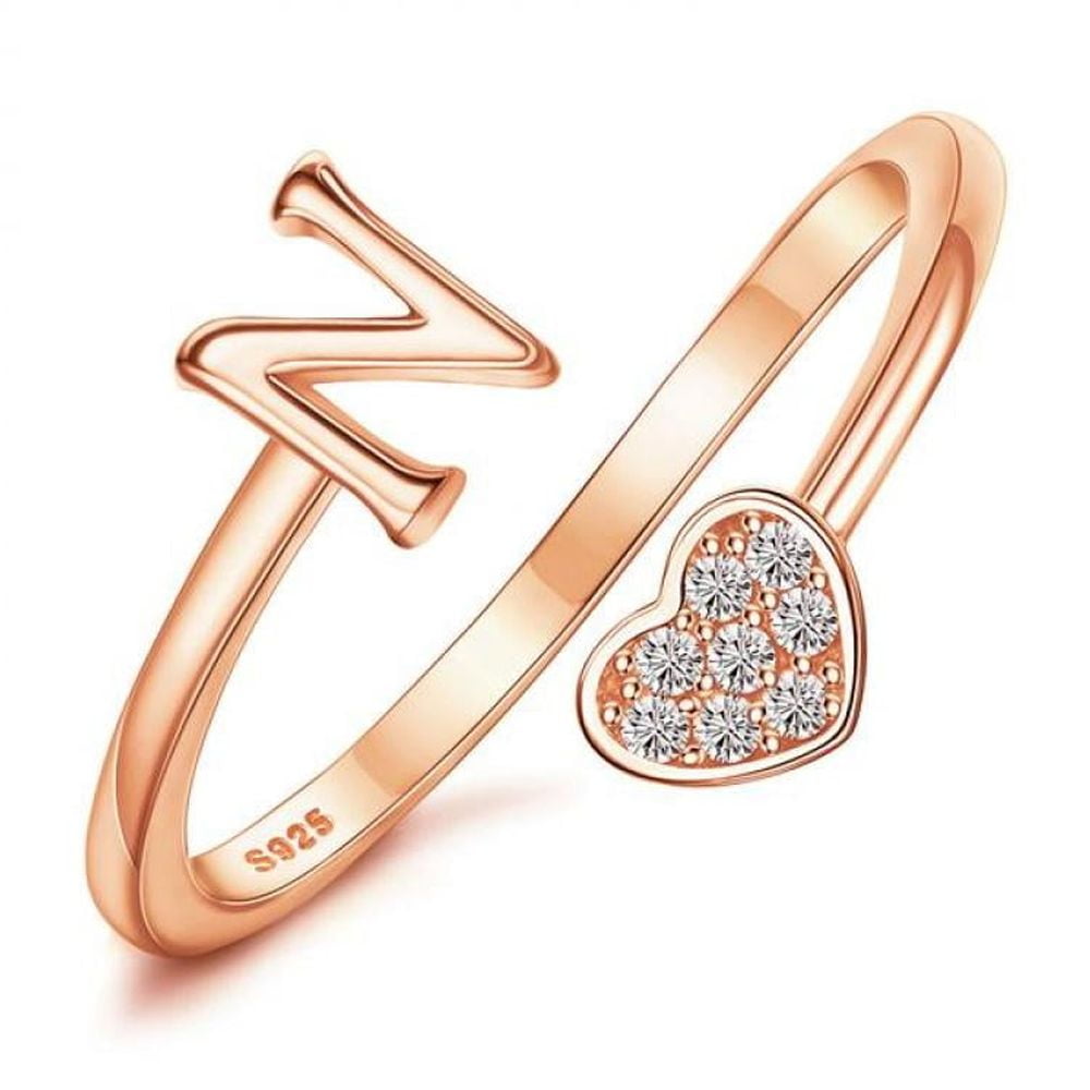 SEPARQI 925 Sterling Silver Heart Initial Rings For Women S Stackable Ring Adjustable Initial ...