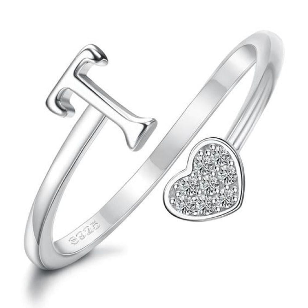 SEPARQI 925 Sterling Silver Heart Initial Rings For Women S Stackable Ring Adjustable Initial ...