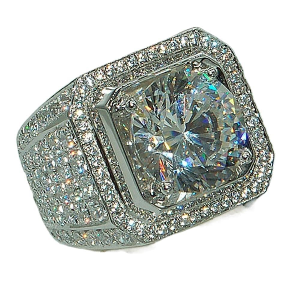 SEPARQI Mens Titanium Ring Wedding Band Cubic Zirconia Fashion New ...