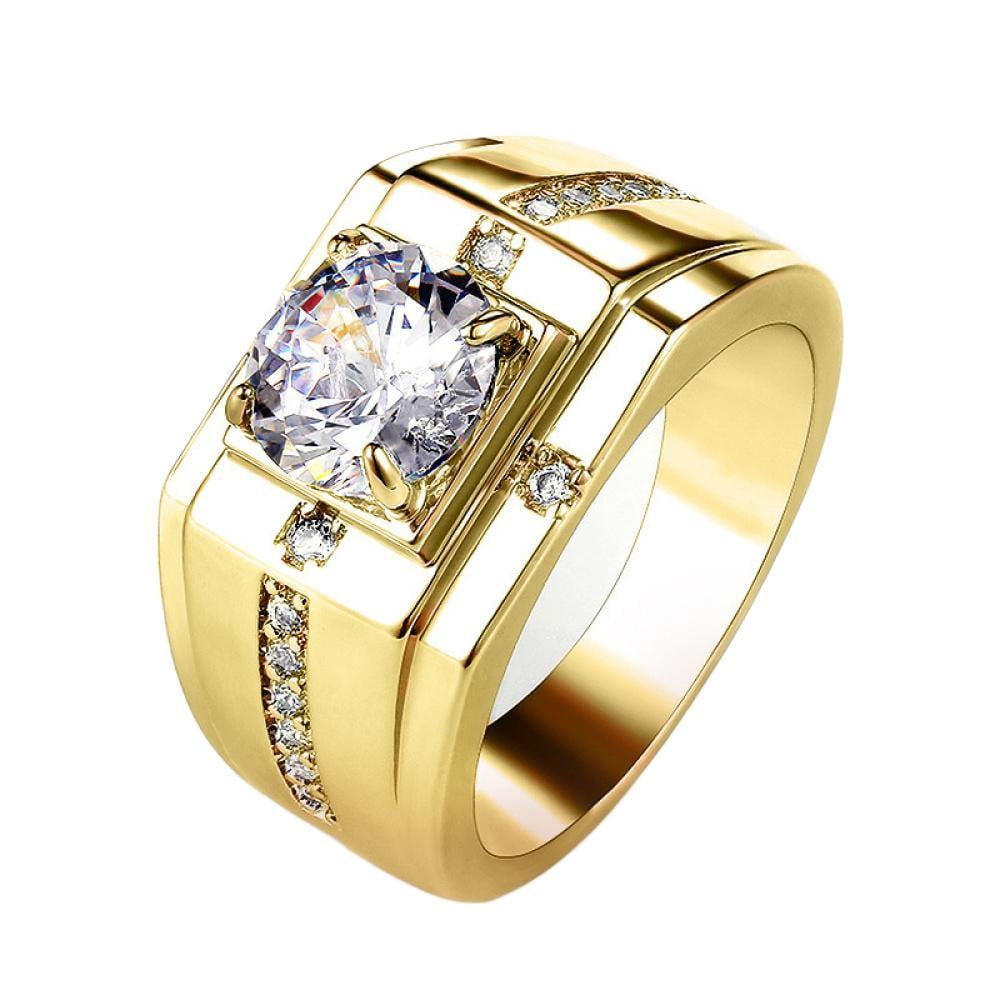 SEPARQI Mens Titanium Ring Wedding Band Cubic Zirconia MAN'S Ring ...