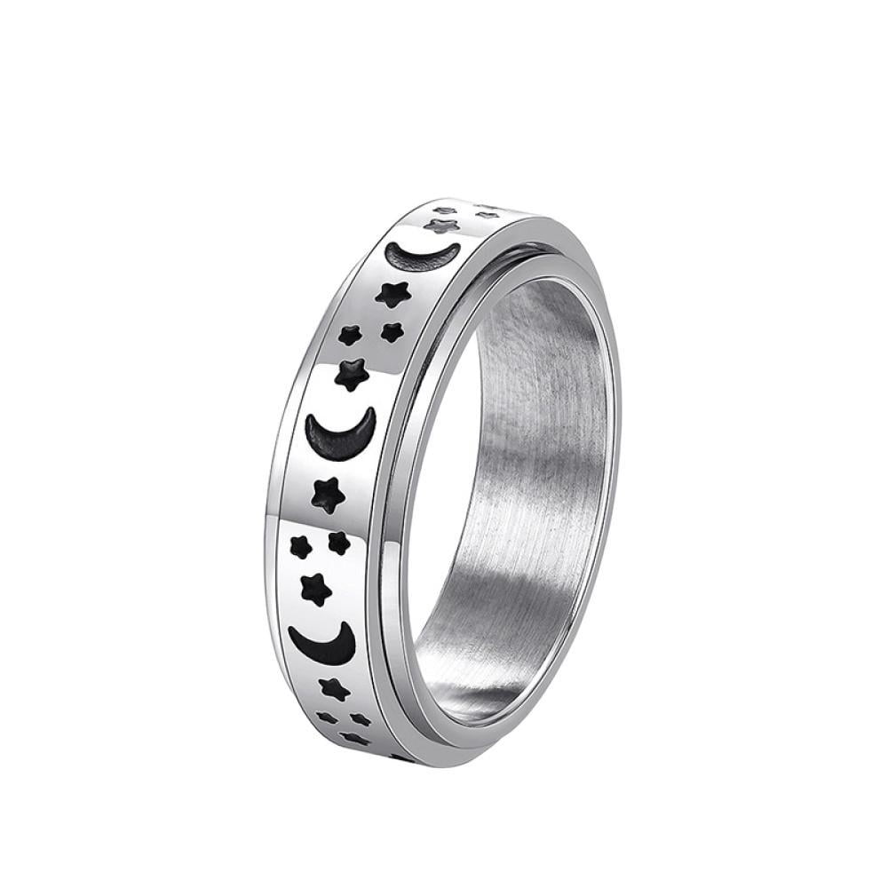 SEPARQI Mens Titanium Ring Wedding Band Ring Rotatable Men Neutral Star ...