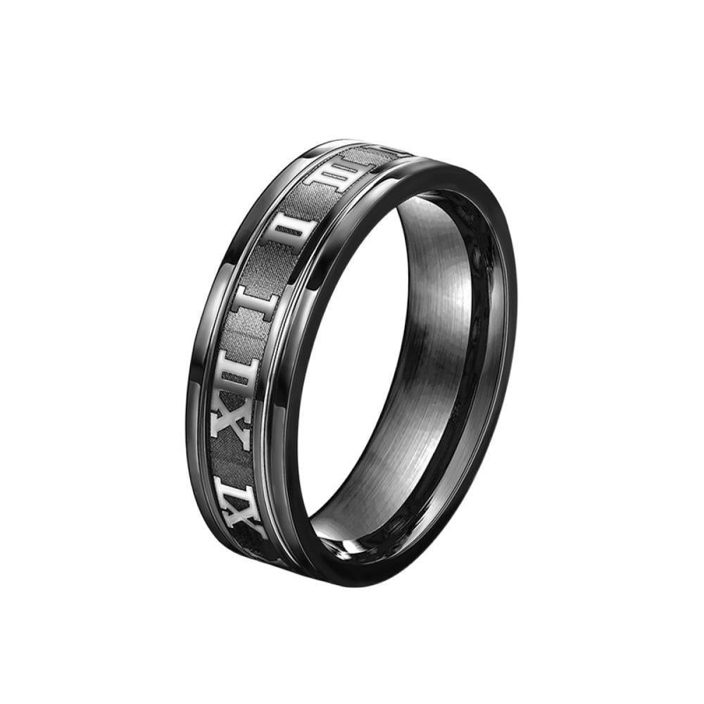 SEPARQI Mens Titanium Ring Wedding Band Roman Digital Fashion Ring ...