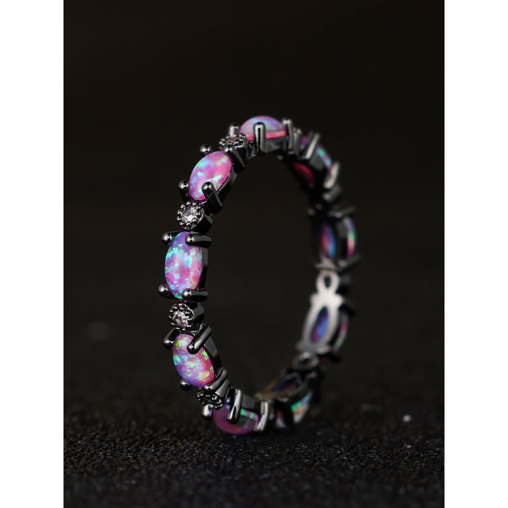 SEPARQI Women Multi-Gemstone Ring Copper Platinum Plated With ...