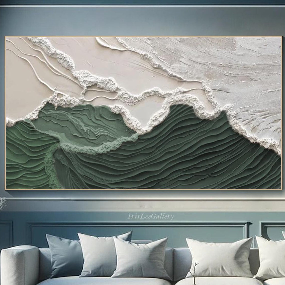 SEPT 3D Abstract Textured Ocean Wall Art Original Beach Painting On Canvas Neutral Tone Painting ...