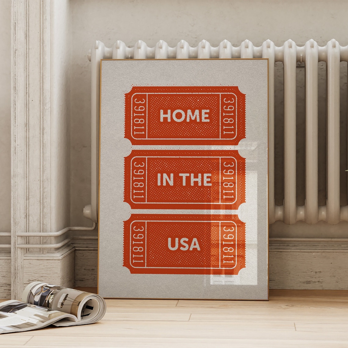 SEPT 4Th Of July Red Decor Retro Trendy Ticket Print Vintage Patriotic ...