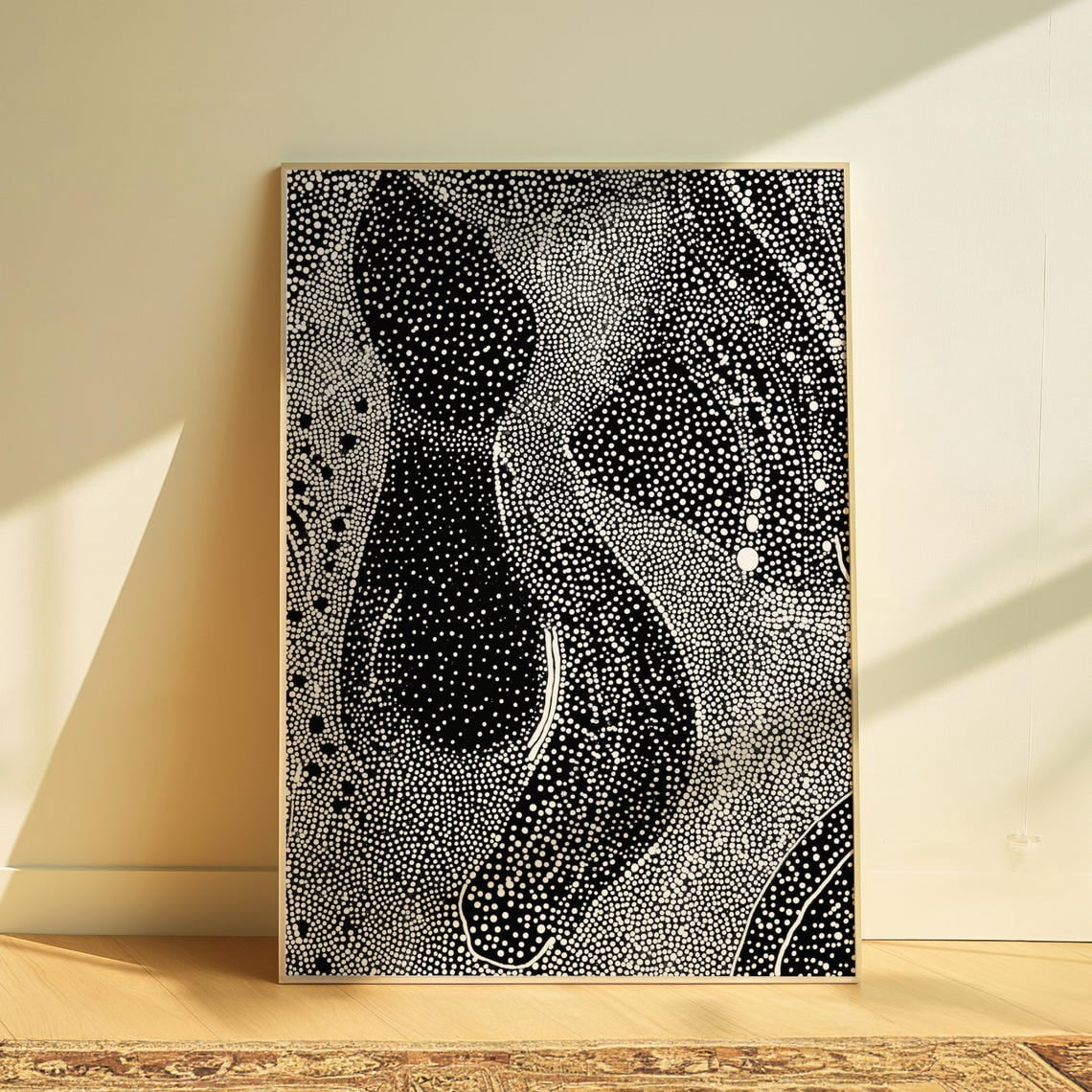 SEPT Aboriginal Dot Art Poster, Abstract Painting, Black And White Art ...
