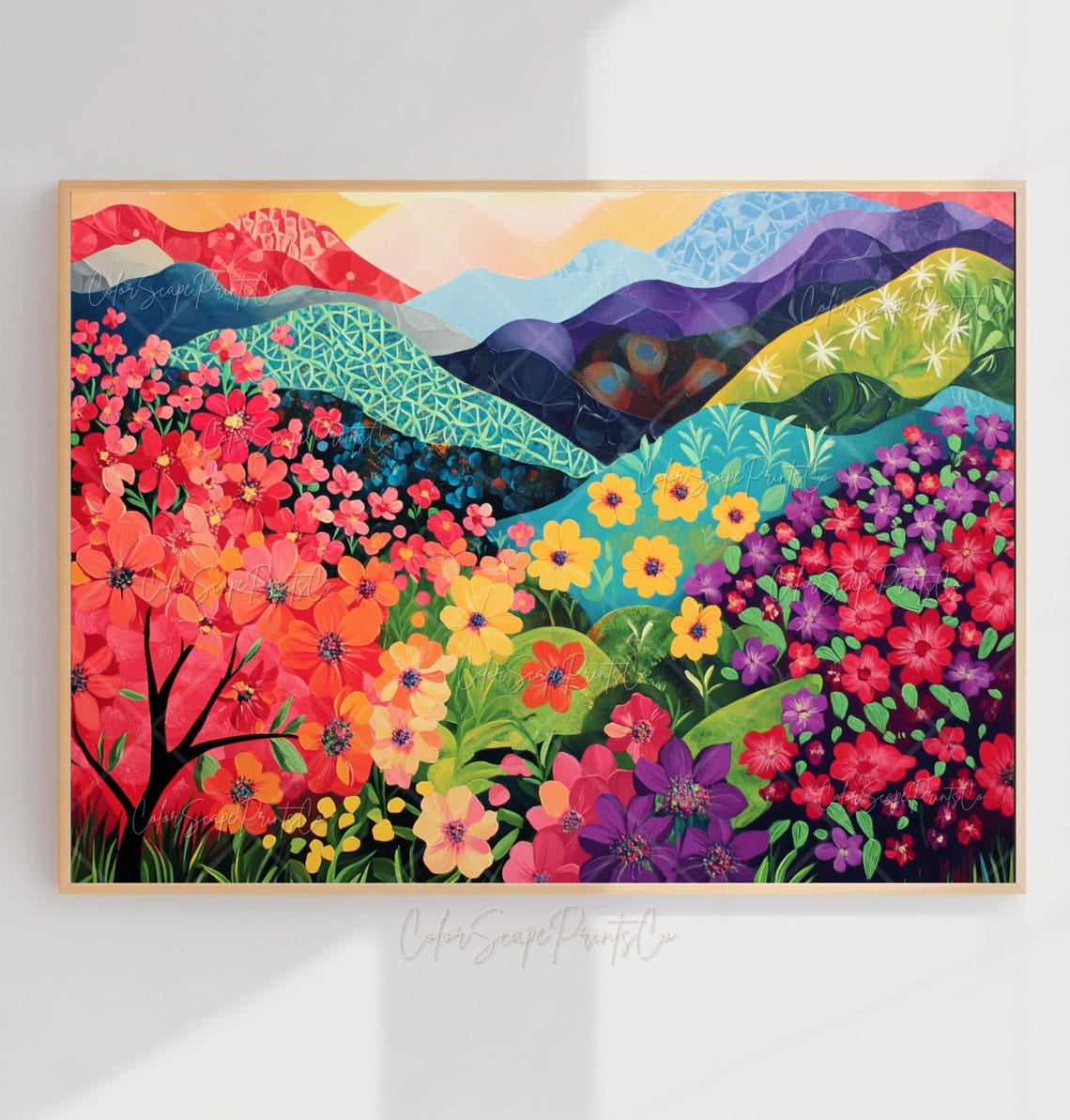 SEPT Abstract Mountain Landscape Print Colorful Mountain Painting ...