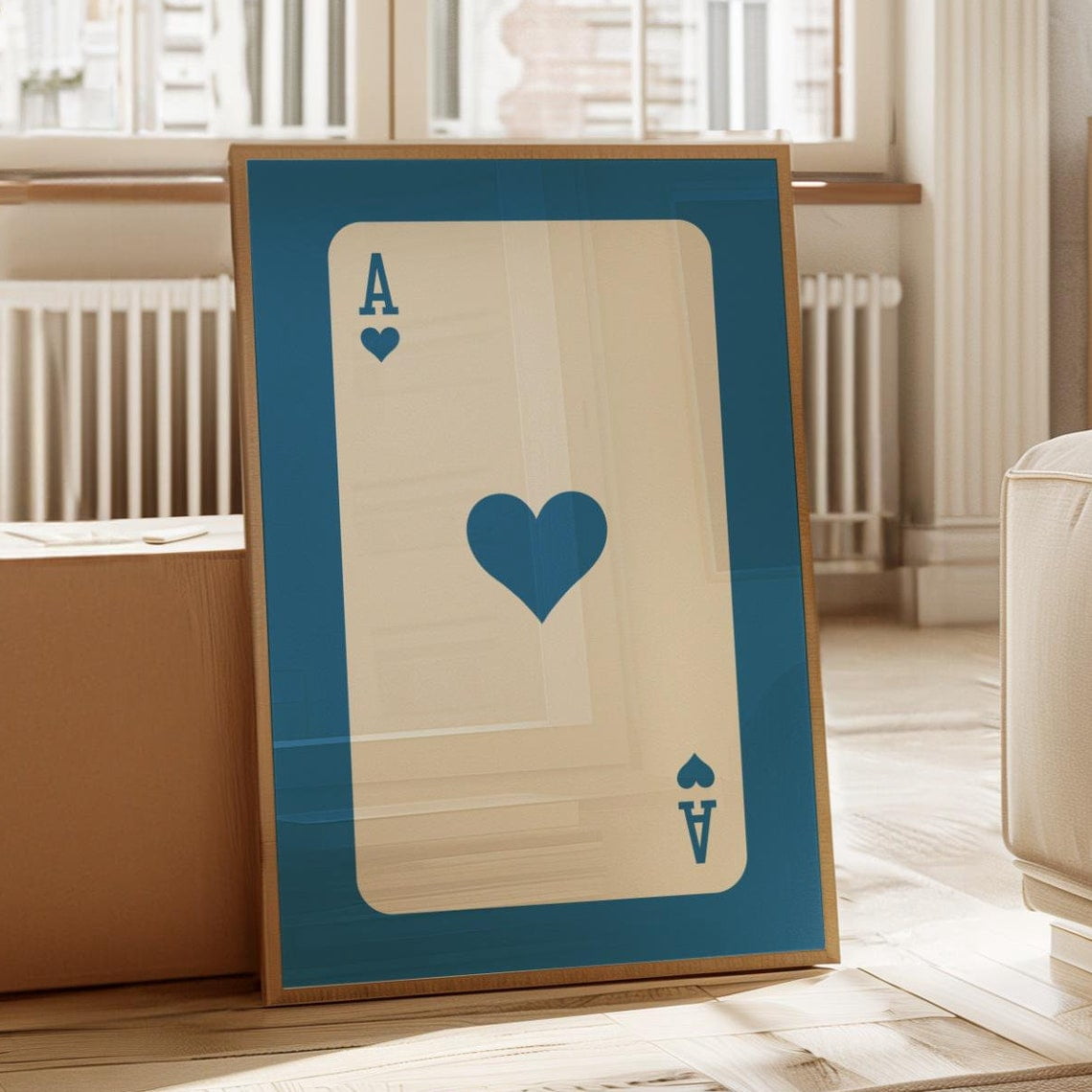 SEPT Ace Of Hearts Blue Print Poster, Retro Trendy Wall Art Aesthetic ...