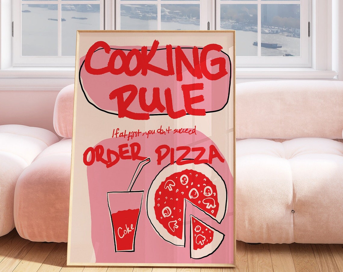 SEPT Aesthetic Kitchen Decor Cute Cooking Art Kitchen Wall Art Print ...