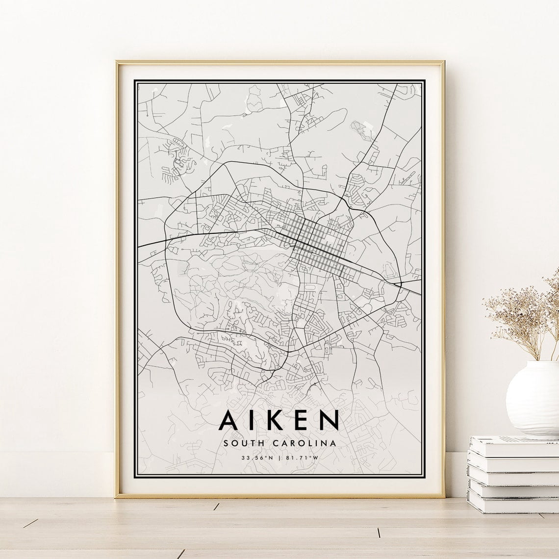 SEPT Aiken South Carolina City Map, Usa Sc Minimalist Aiken Map Print ...