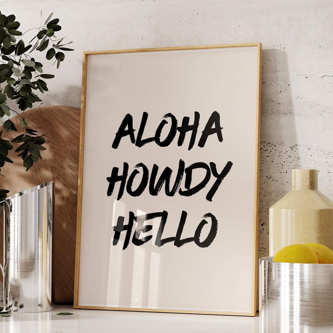 SEPT Aloha Howdy Print Coastal Cowgirl Decor Western Wall Art Black And ...
