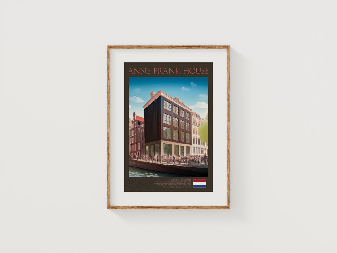 SEPT Anne Frank House Amsterdam Poster Historical Travel Wall Art Dutch ...