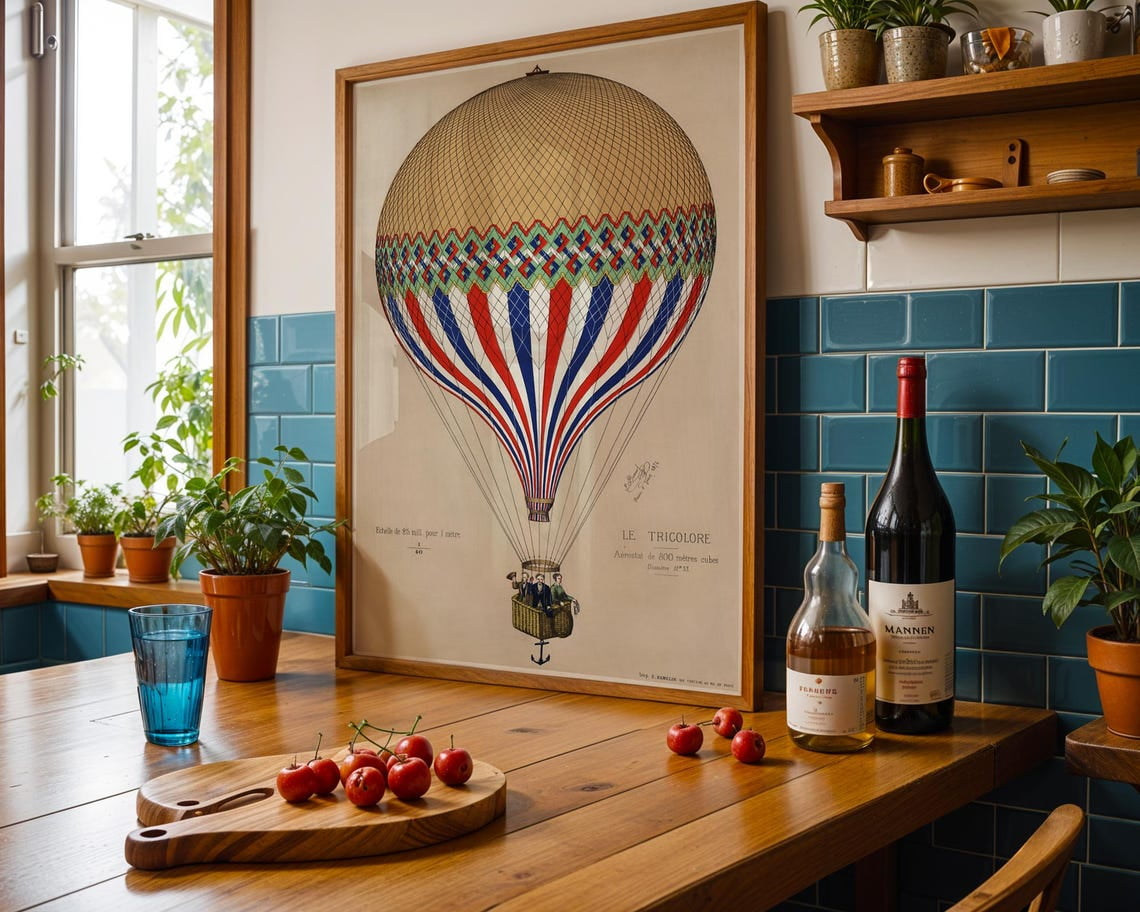 SEPT Antique Hot Air Balloon Printable Art Le Tricolore French Aerostat ...