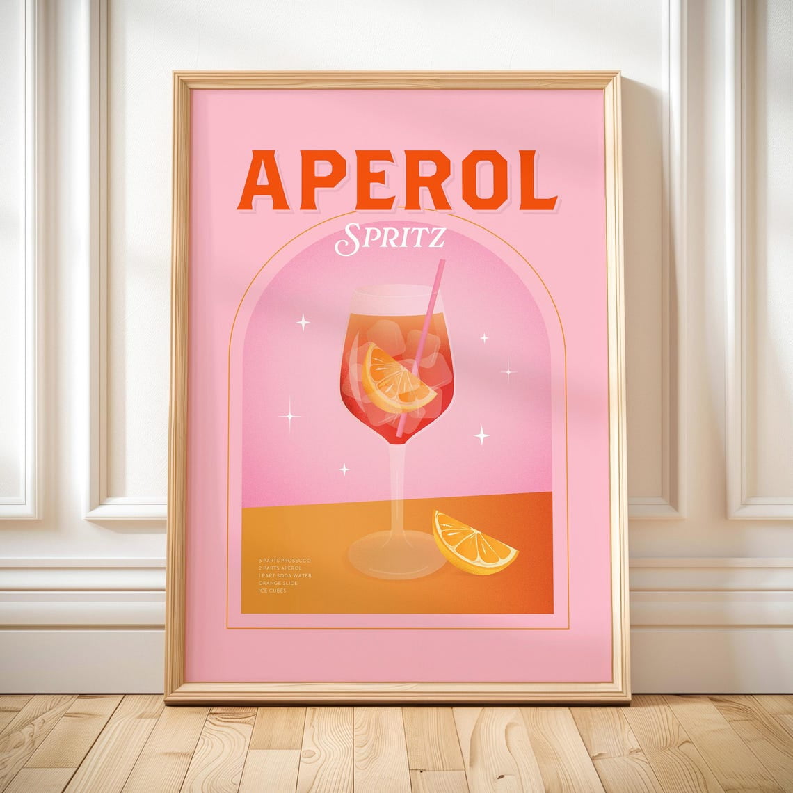 SEPT Aperol Spritz Print Printable Cocktail Recipe Art Girly Bar Gift ...