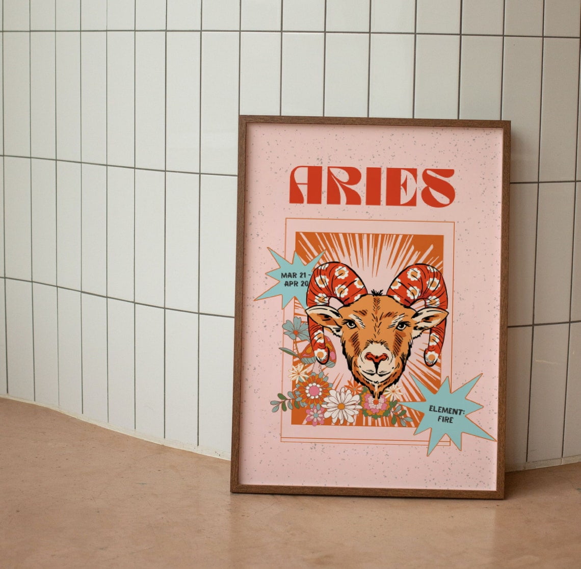 SEPT Aries Poster, Zodiac Aries Print, Retro Wall Decor, Digital ...