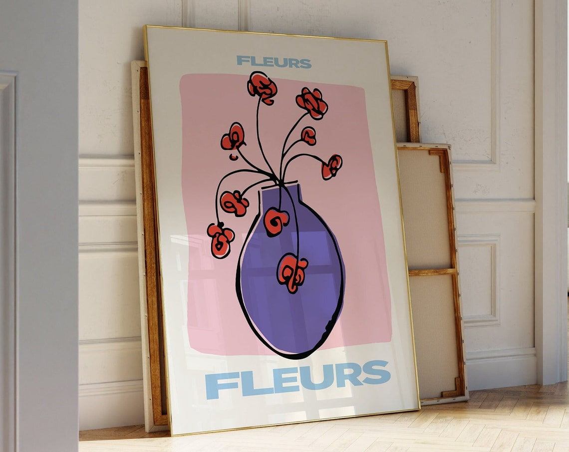SEPT Art Flower French Poster, Fleur Coquette Wall Art, Hand ...