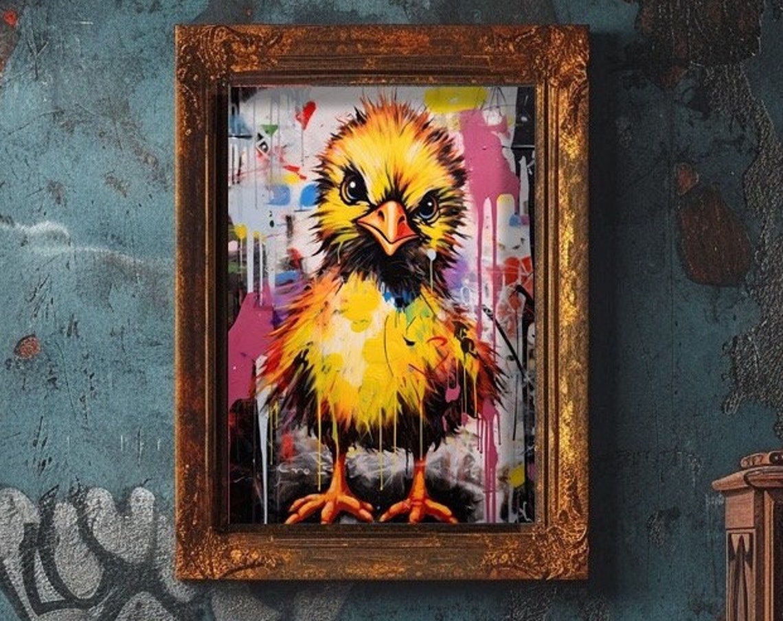 SEPT Baby Chick Graffiti Wall Art, Printable Digital, Baby Chicken Wall ...