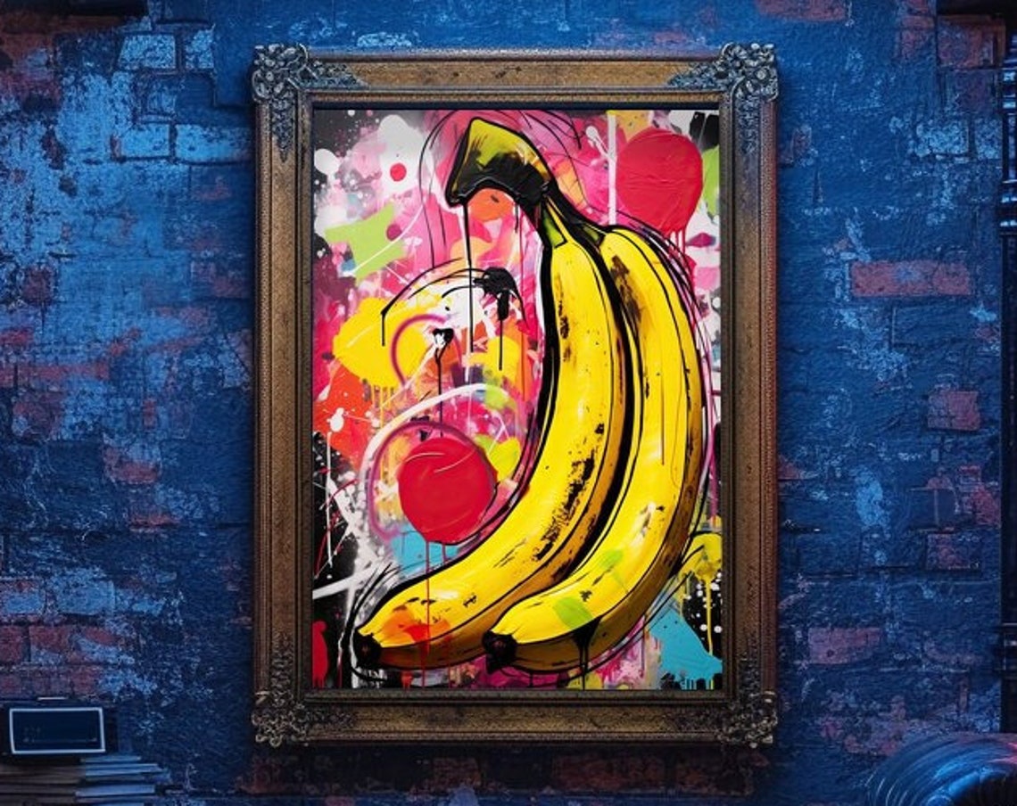 SEPT Banana Graffiti Wall Art, Colorful Fruit Digital Art Graffiti ...