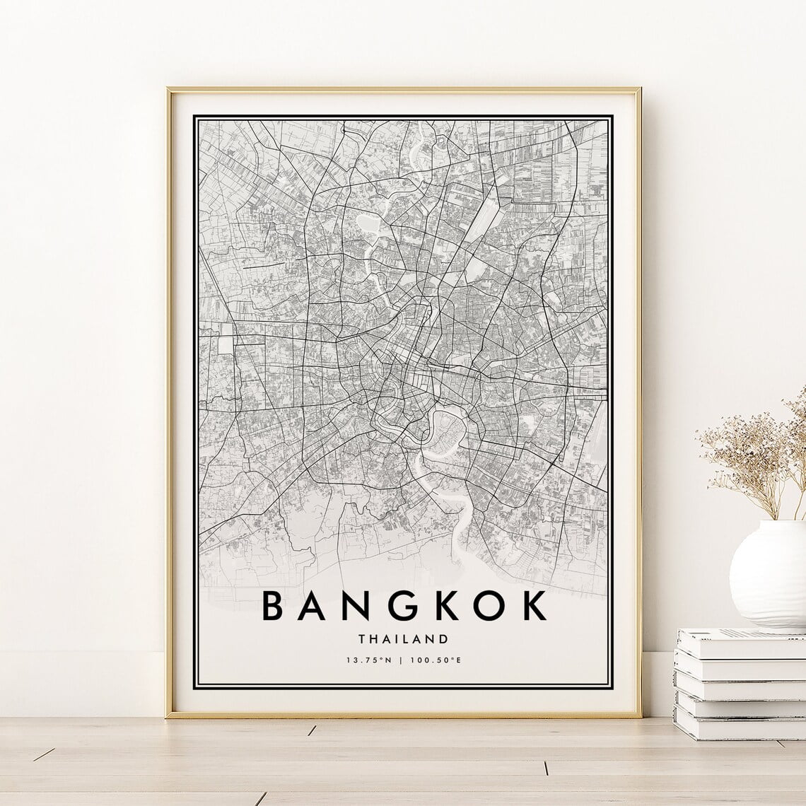SEPT Bangkok Map Print, Retro Thailand Town Map, Minimalist Bangkok ...