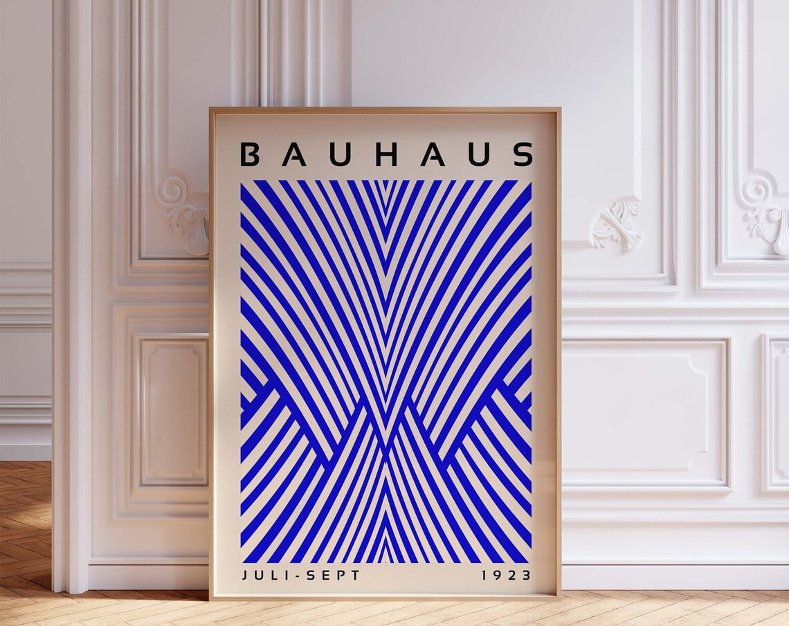 SEPT Bauhaus Printable Poster Blue Mid Century Modern Print Retro ...