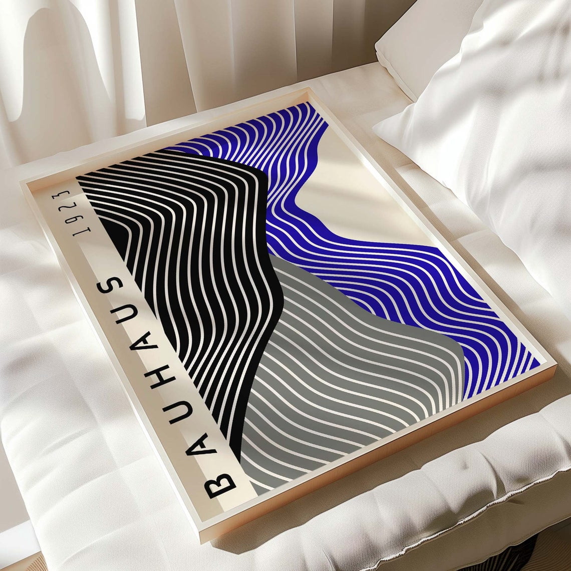 SEPT Bauhaus Printable Poster Blue Mid Century Modern Print Wavy Retro ...