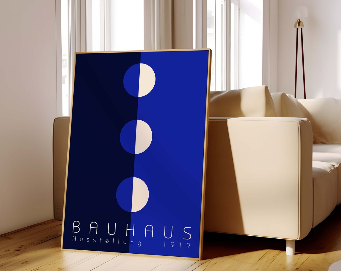SEPT Bauhaus Printable Poster Navy Blue Mid Century Modern Print Retro ...