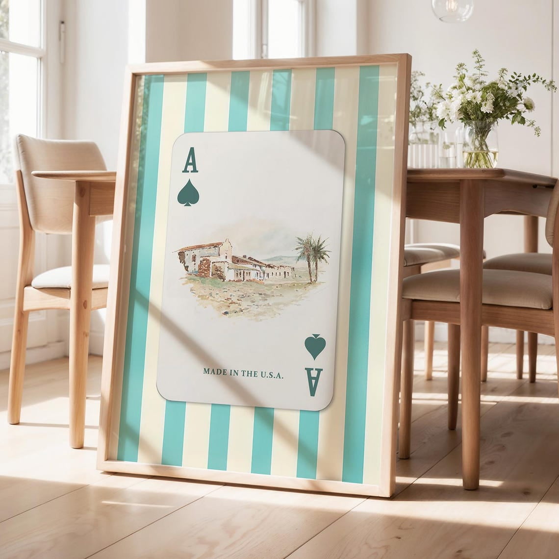 SEPT Beach Ace Of Spades Art Print, Coastal Card Decor, Printable Beach House Decor, Girly ...