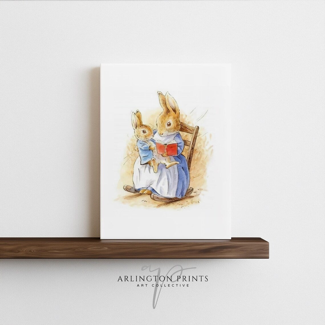 SEPT Beatrix Potter Bunny Wall Art, Whimsical Rabbit Art, Mom Reading ...