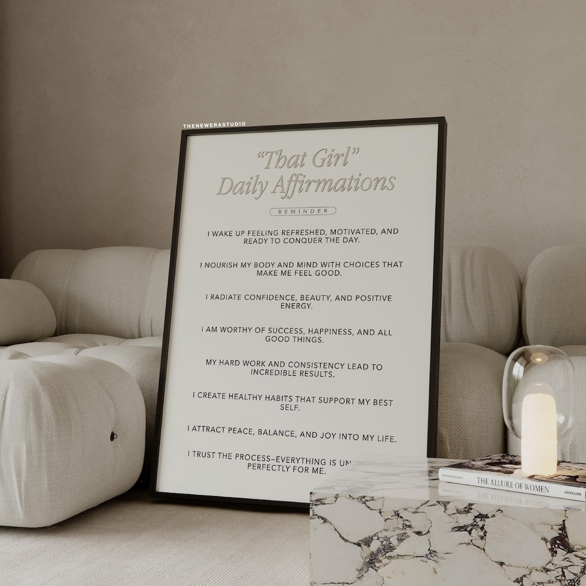 SEPT Beige & Cream "That Girl" Daily Affirmations Poster Decor For ...