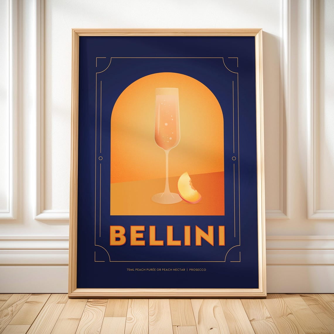 SEPT Bellini Print Printable Retro Classic Cocktail Recipe Drinks Gift ...