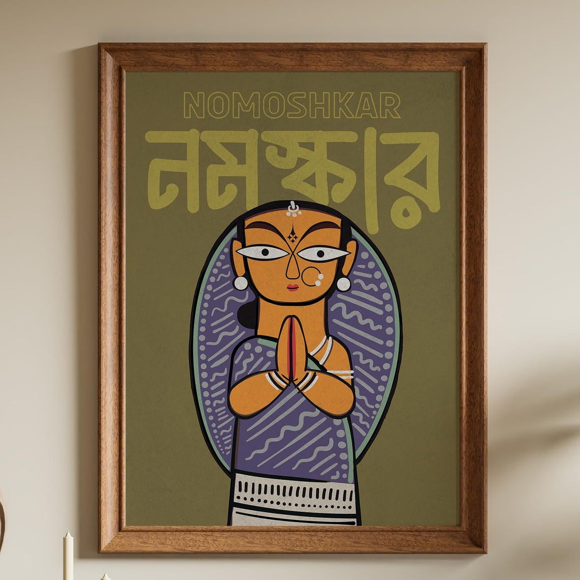 SEPT Bengali Jamini Roy Inspired Painting Nomoskar Wall Decor Art ...