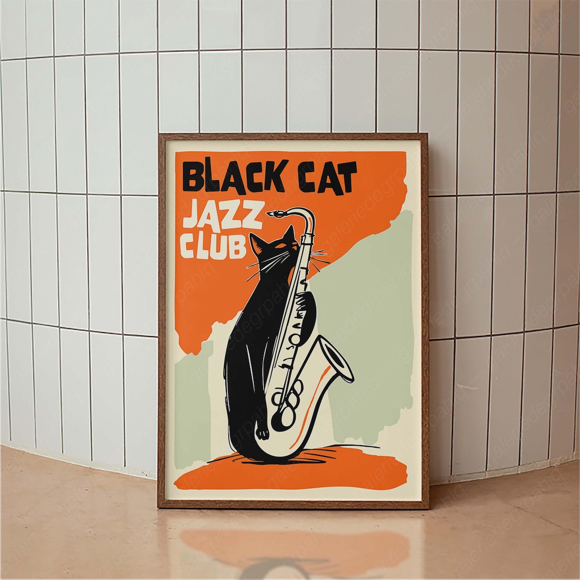 SEPT Black Cat Jazz Club Poster, Vintage Jazz Print, Modern Wall Art ...