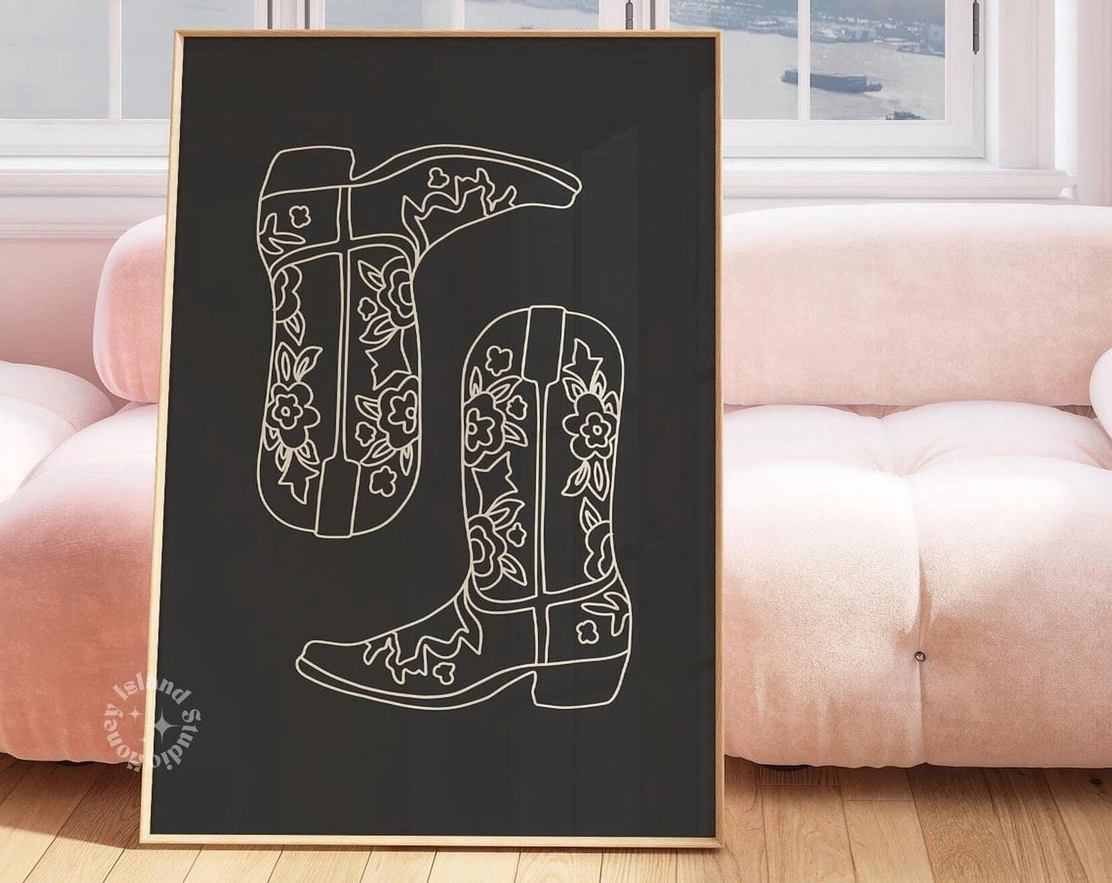 SEPT Black Cowgirl Boots Print, Coastal Cowgir Wall Art, Preppy Wall ...