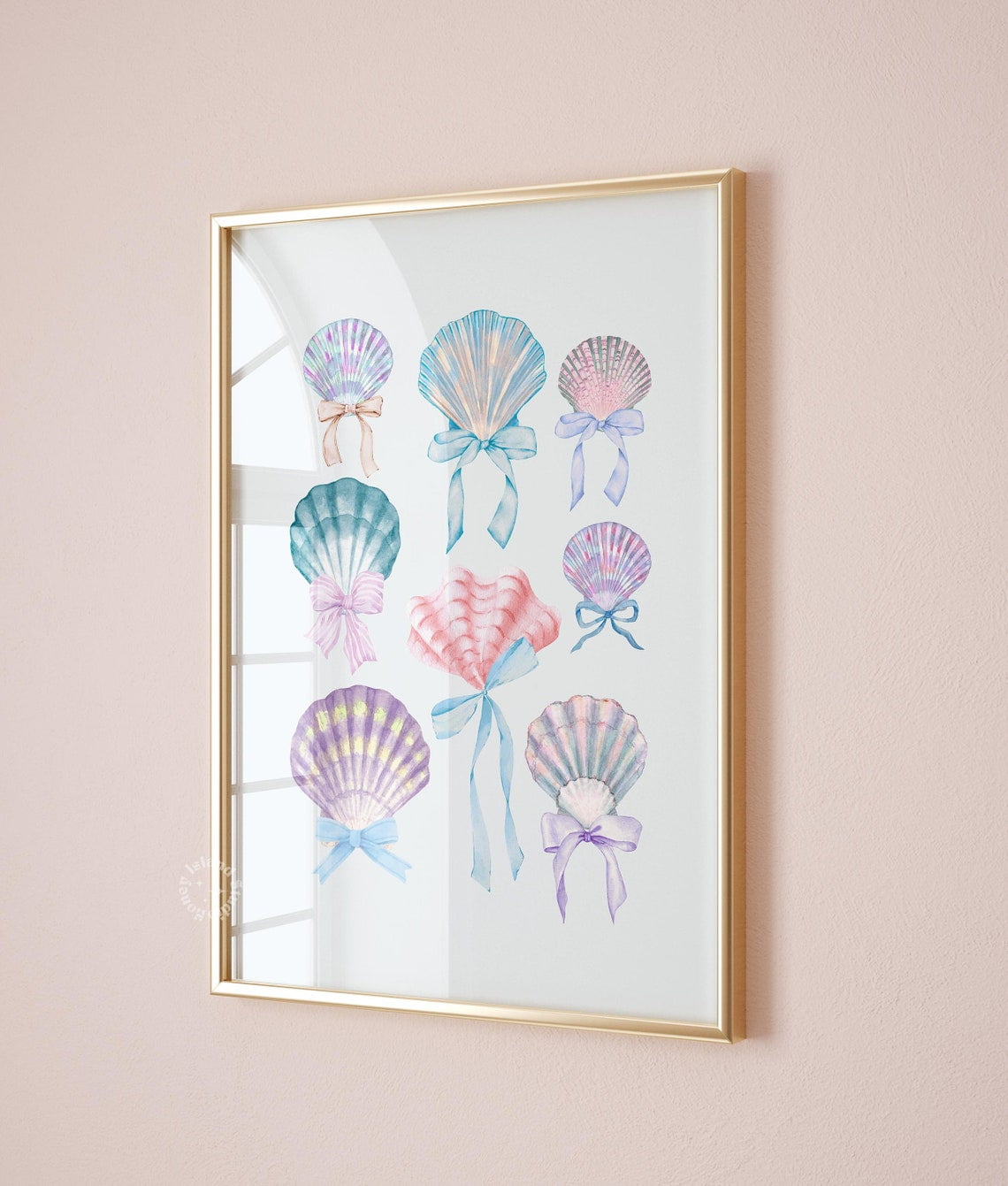 SEPT Blue Coastal Cowgirl Print, Blue Seashell Art, Beach House Beachy ...