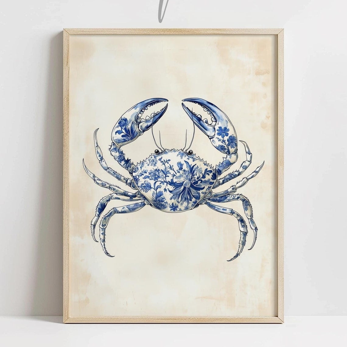 SEPT Blue Coastal Floral Crab Print, Printable Beachy Nursery Decor ...