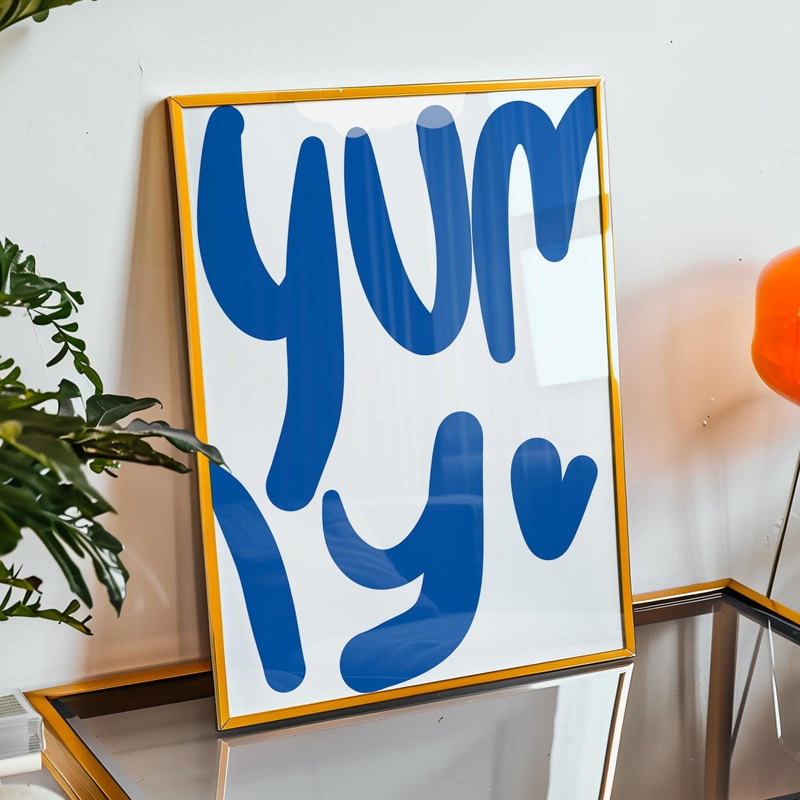 SEPT Bold Blue Handwritten Wall Art - Modern Digital Printable Instant ...