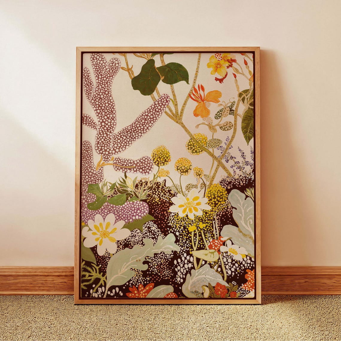 SEPT Botanical Wall Art Framed Print Yayoi Kusama Inspired Floral ...