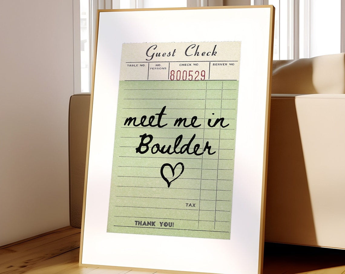 SEPT Boulder Guest Check Print Poster Wall Art Boulder Colorado Art ...
